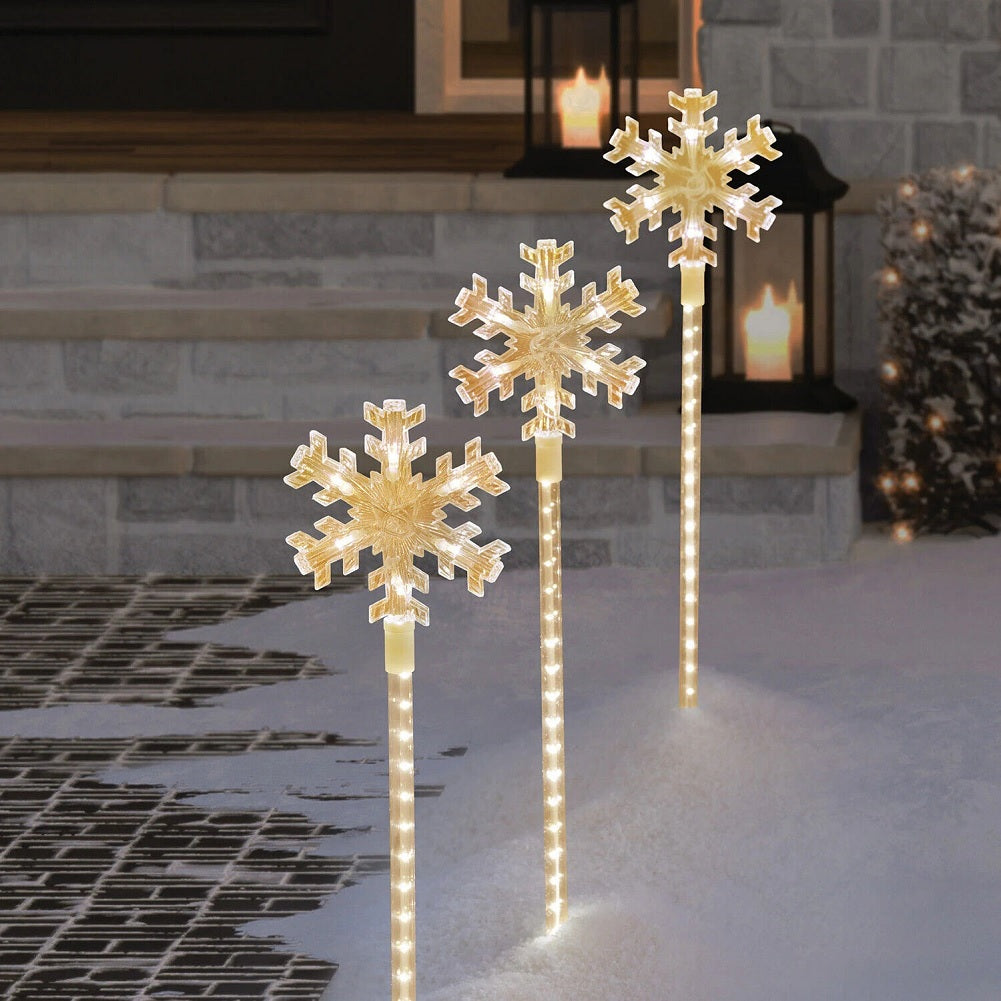 Member's Mark 5-Count Snowflake Pathway LED Lights 210 Warm White 6.6 ...