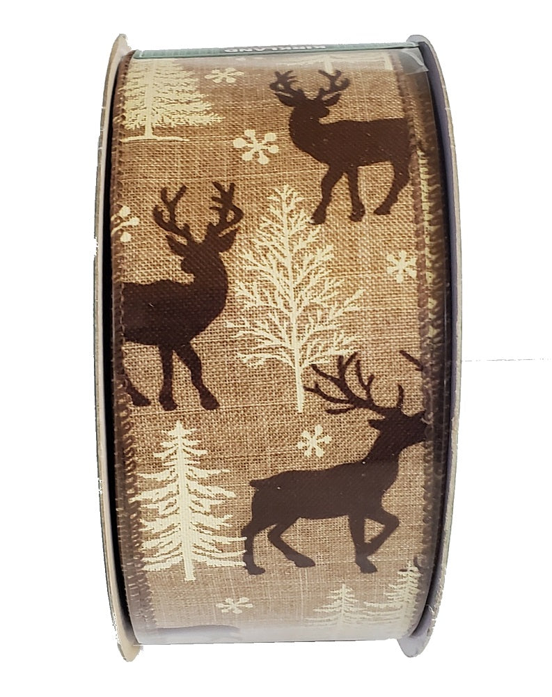5-Rolls Kirkland Signature Wire Edged Burlap Deer Ribbon 50 yards x 2 ...