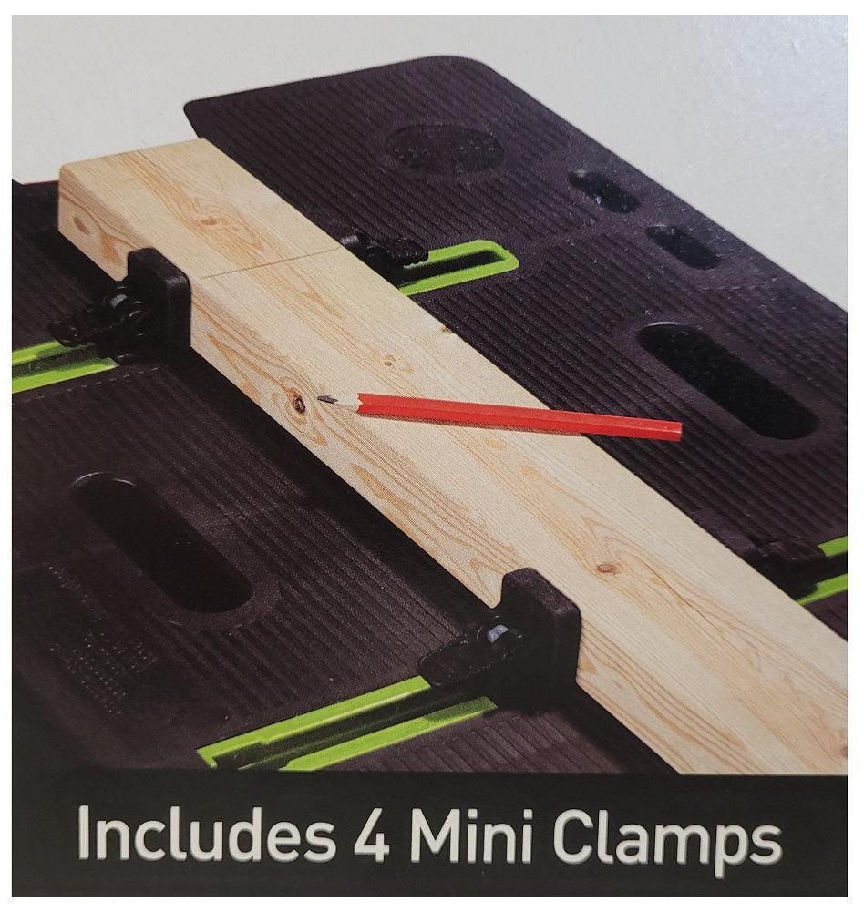 Keter Pro Series Folding Work Table with 4 Mini Clamps 35.8in W x 21.6 ...