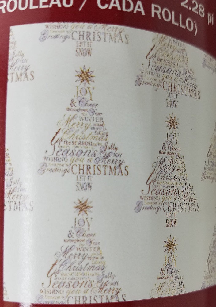 Double Sided Christmas Wrap Foil Gold/Paper White with Holiday Greetin ...