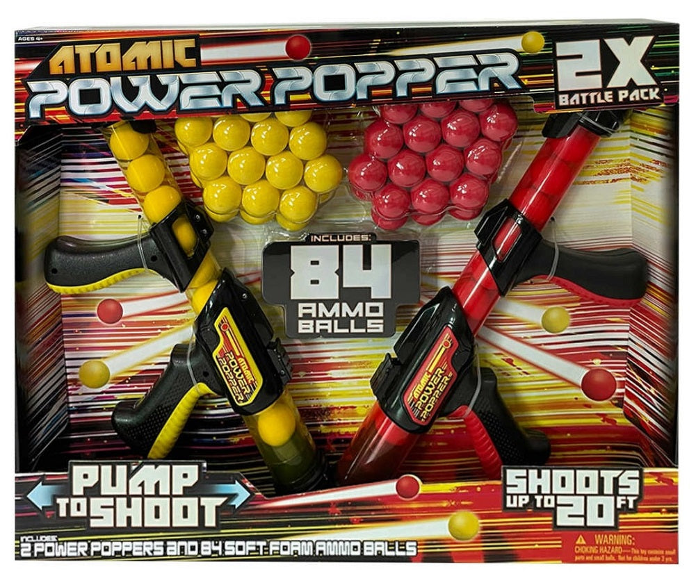 Atomic Power Popper 2X Battle Pack 2 Power Poppers & 84 Ammo Balls Red ...