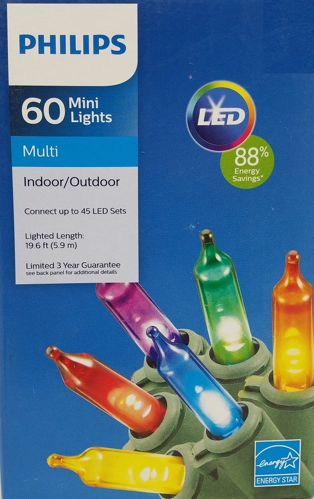 Philips 60 Count LED Multi-Color Mini Indoor/Outsdoor Light Set | My ...