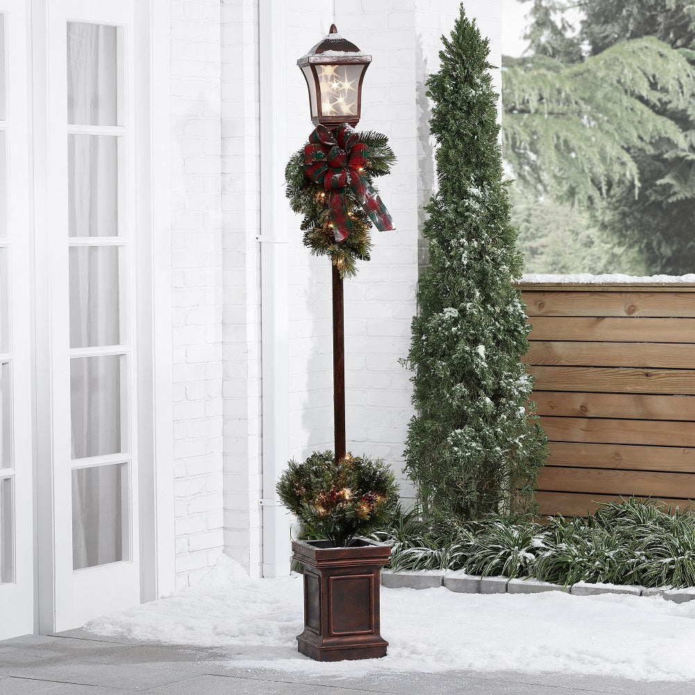 Holiday Time 6-Foot Pre-Lit Victorian Christmas Lamp Post Tree, Clear ...