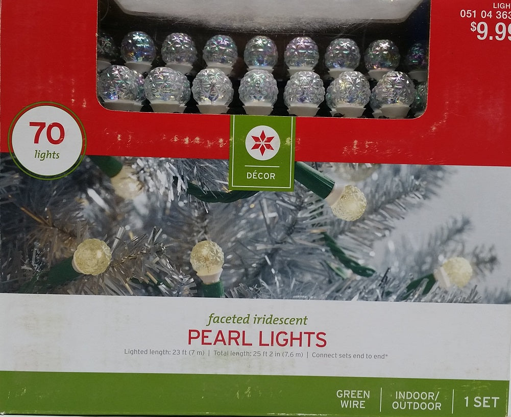 Decor 70-Count Faceted Pearl Iridescent String Lights White | My Quick Buy