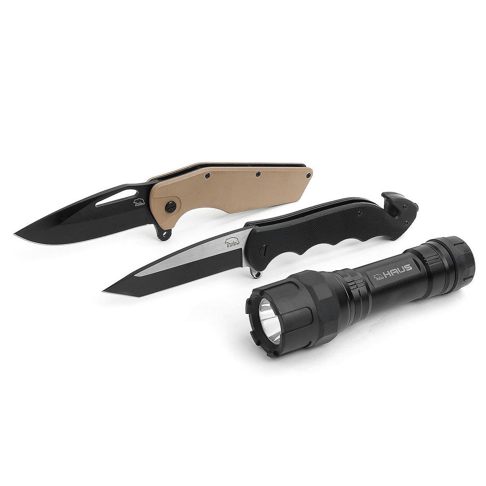 HAUS Folding Knife and Flashlight 3-Pc Set | My Quick Buy