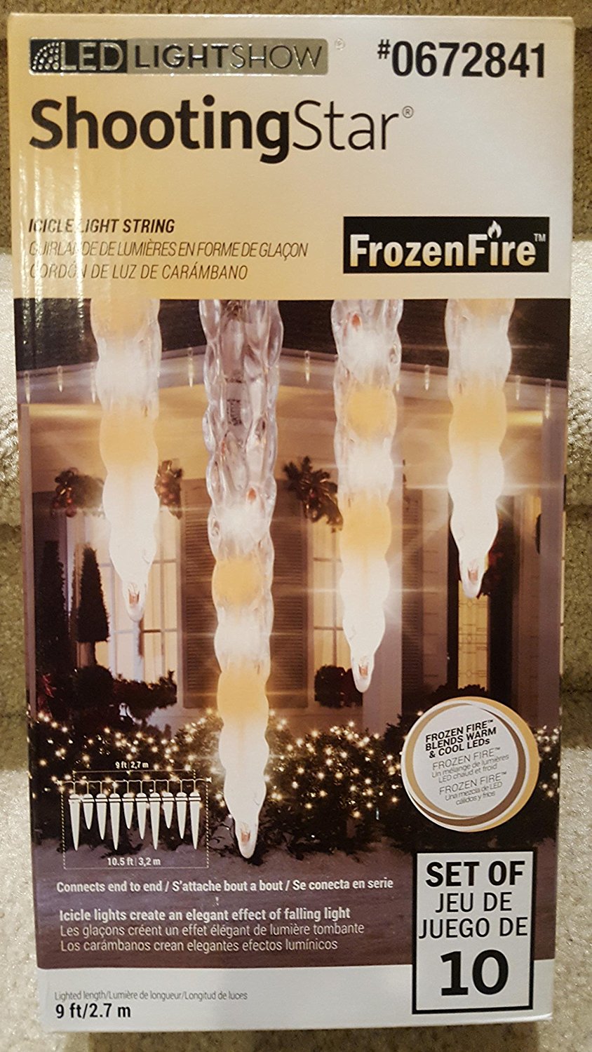 LightShow Shooting Star Icicle Light String, Frozen Fire, LED White ...