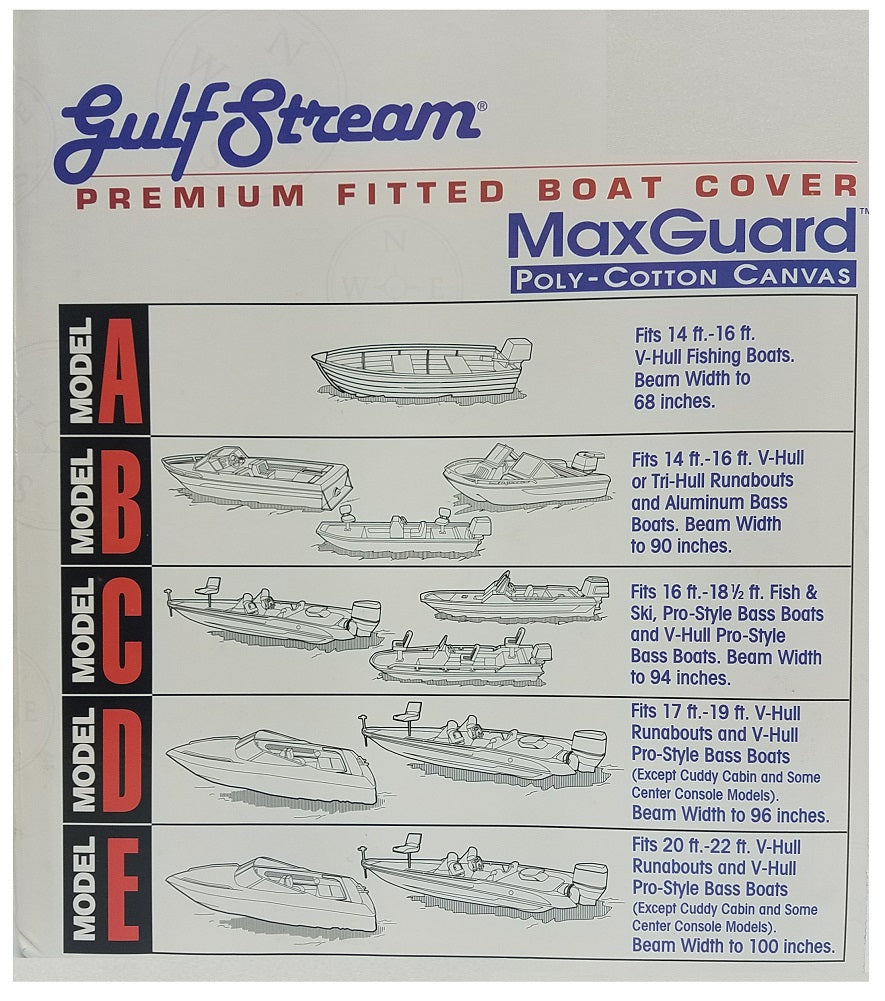 Gulf Stream Premium Fitted Boat Cover Model A 14ft-16ft V-Hull Fishing ...