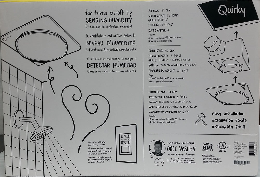 Quirky PISO1-WH01 ISO Humidity Activated Exhaust Fan | My Quick Buy