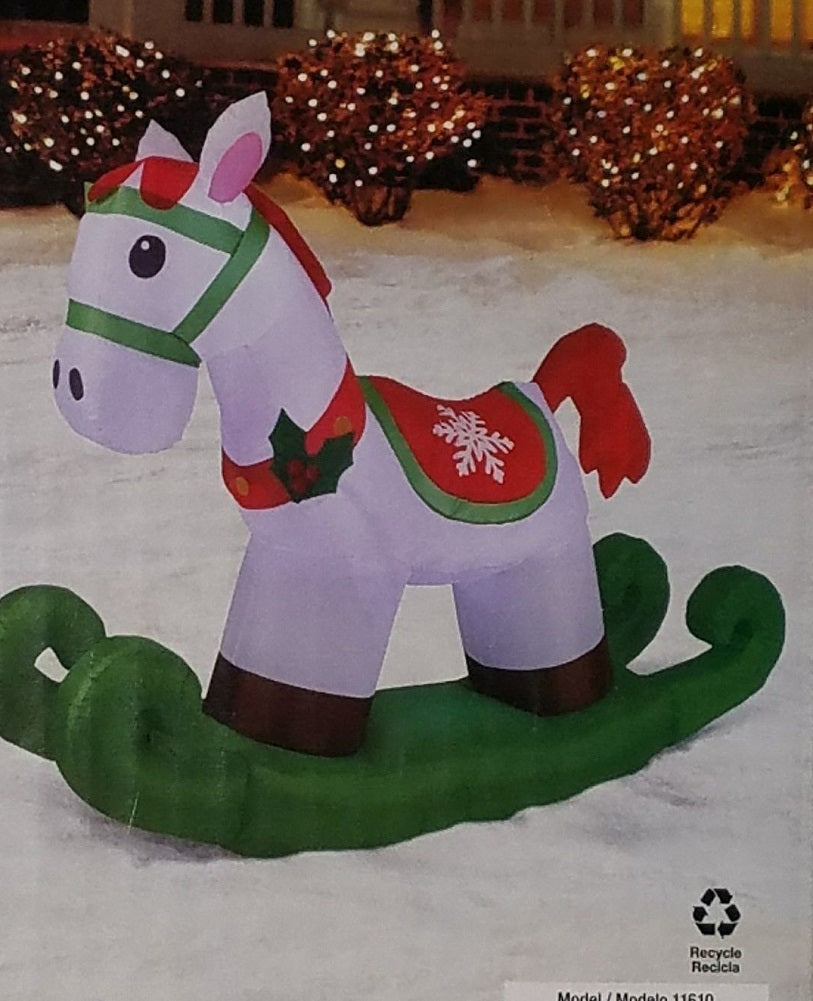 6 Ft LED Rocking Horse Airblown Inflatable Home Accents Holiday | My ...