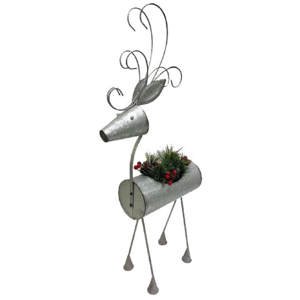 Holiday Time 36in Galvanized Silver Reindeer Plant Stand | My Quick Buy