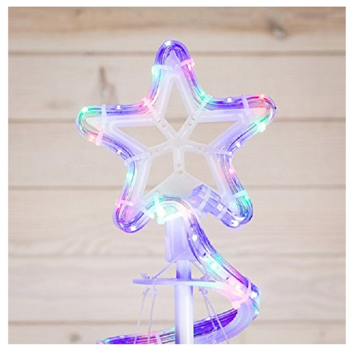 GE 7-ft Motion Spiral Rope Light Tree 306 LED Lights 8 Functions, Mult ...