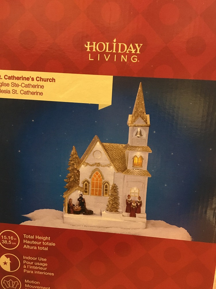 Holiday Living St Catherine Church Animatronic Lighted Musical Village ...