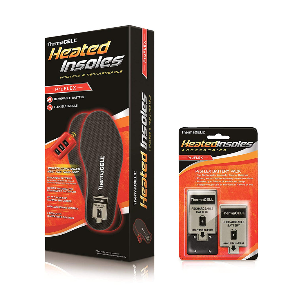 ThermaCELL ProFLEX Remote-Control Heated Insoles Bundle with Extra Bat ...